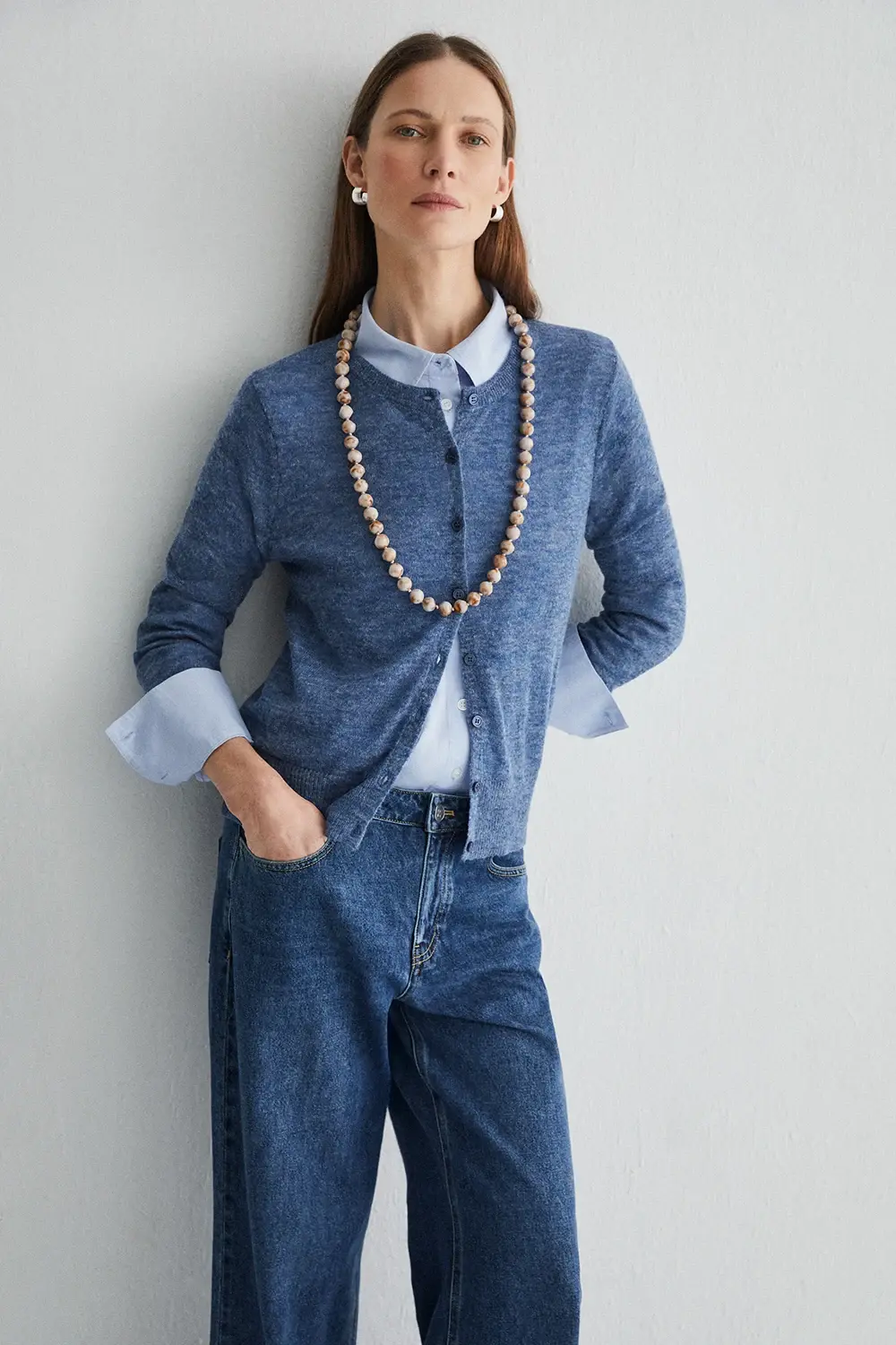 blue alpaca wool cardigan Skin | eseOese