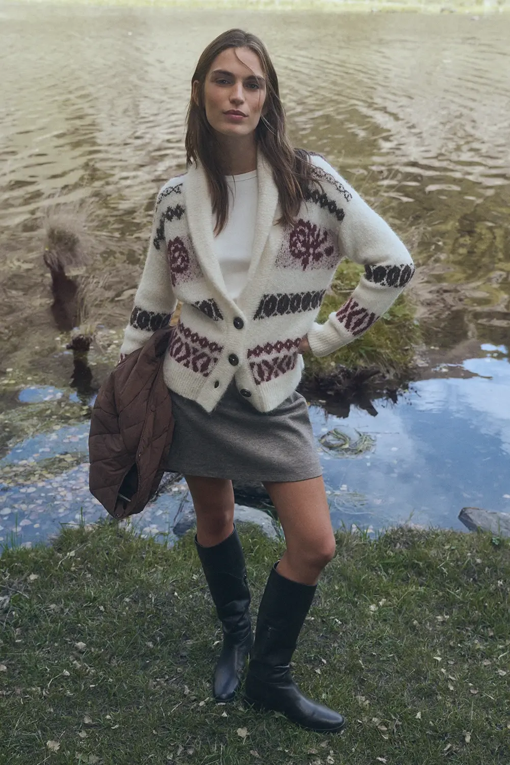 falda mini algodón lana taupe vigore Aiko | eseOese