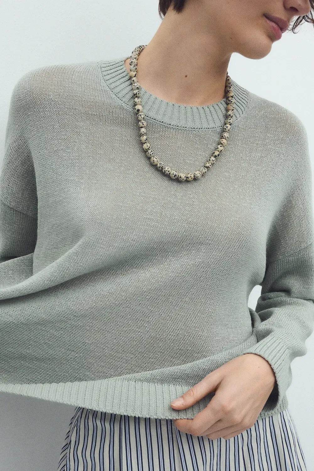 jersey oversize tejido calado verde claro Mist | eseOese