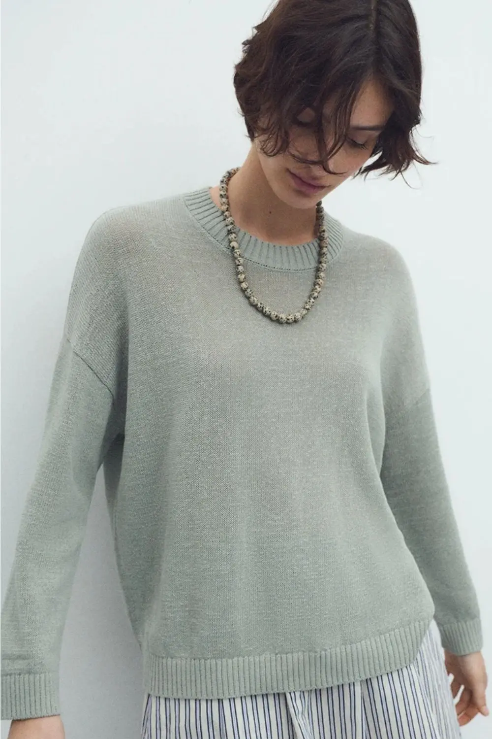 jersey oversize tejido calado verde claro Mist | eseOese