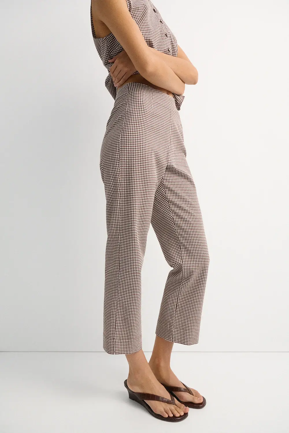 pantalón cuadros vichy marrón Bardot | eseOese