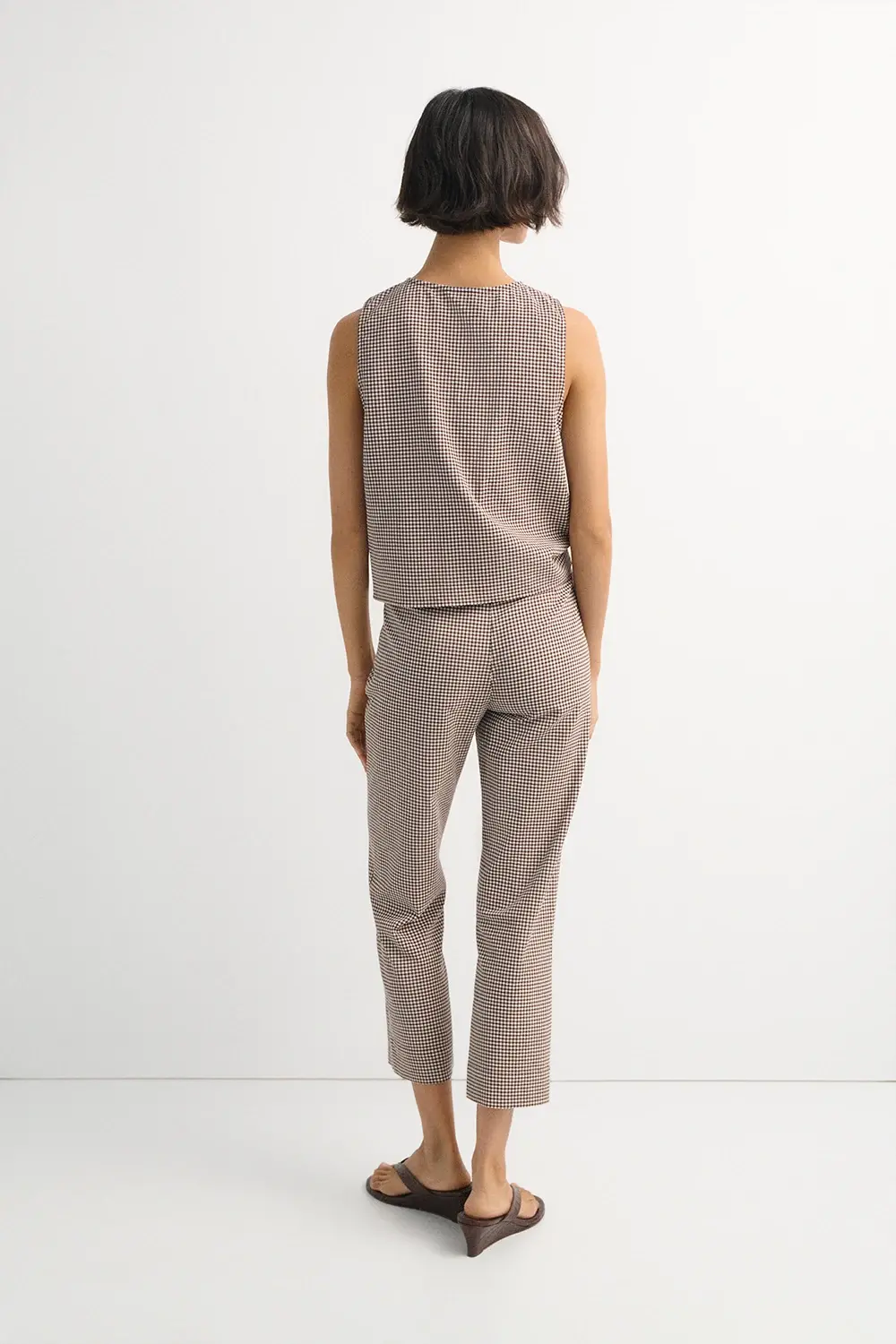 pantalón cuadros vichy marrón Bardot | eseOese