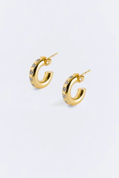 gold hoop earrings red cubic zirconia Bold | eseOese
